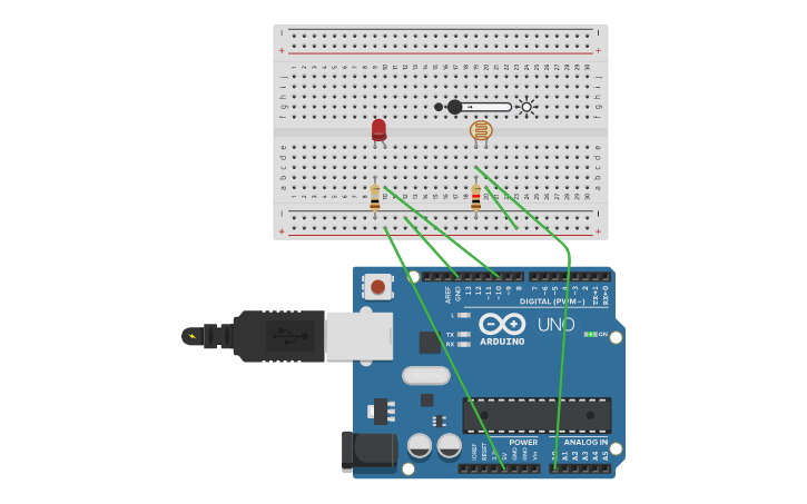 Circuit Design Servo Photoresistor Tinkercad