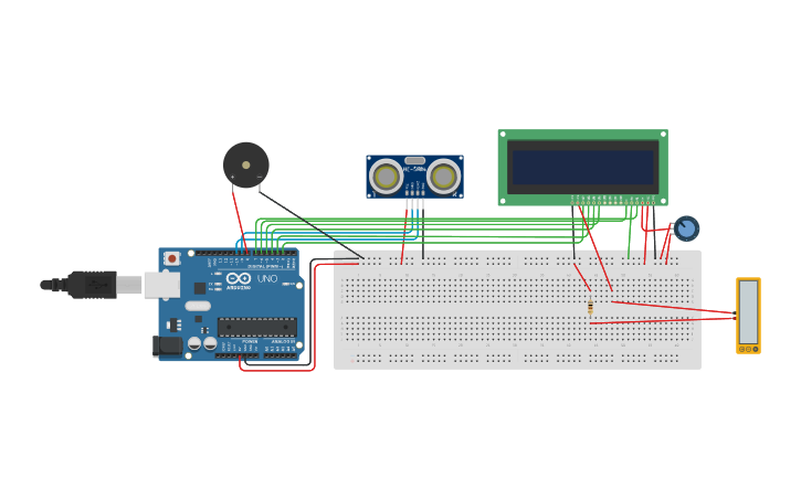 Circuit Design Ultra Sound Sensor Tinkercad