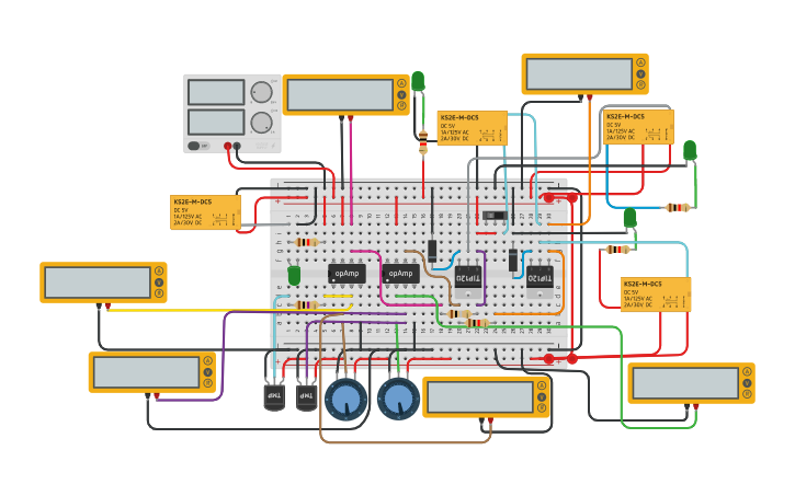 Circuit design 2 temperatures 4 relais | Tinkercad