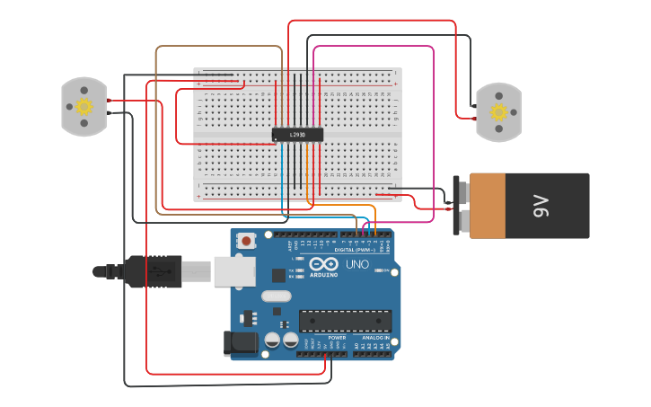 Circuit design Self driving Robot - Tinkercad