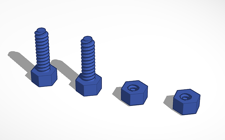 3D design Bolts and Nuts - Tinkercad