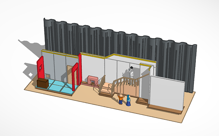 3D design Study Fireplace Stairs Front Door | Tinkercad