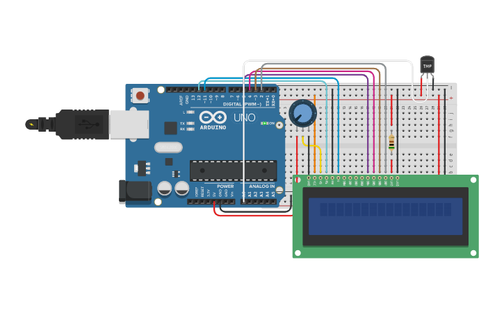 Circuit design TMP36 - Tinkercad