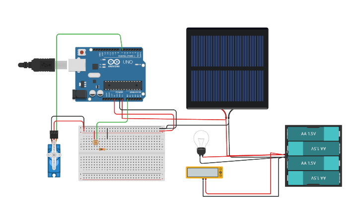 Circuit design Solar sun tracker system - Tinkercad
