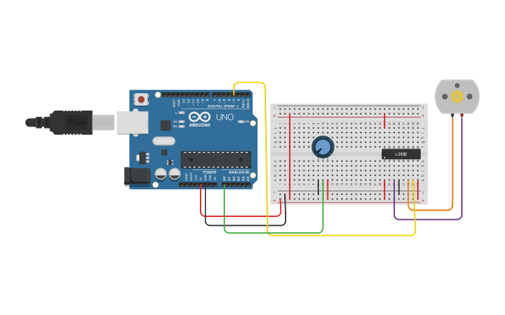 Circuit design TUGAS 7 - MOTOR DC | Tinkercad