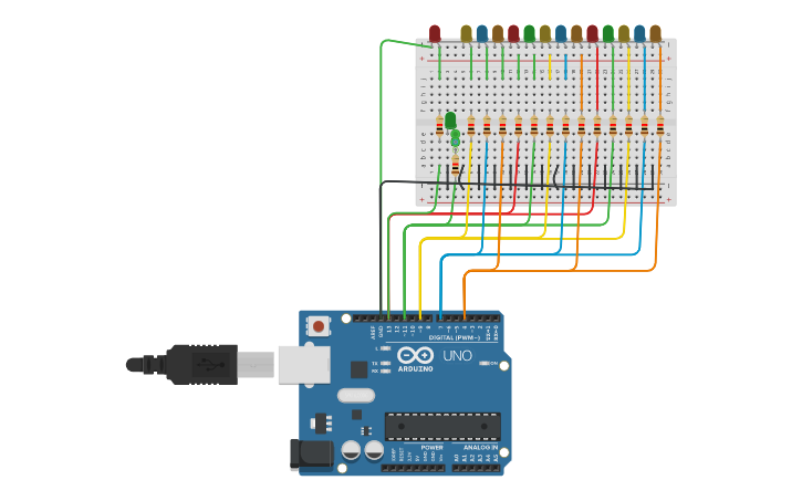 Circuit design Series Lights - Tinkercad