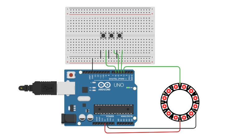 Circuit design random led generator - Tinkercad