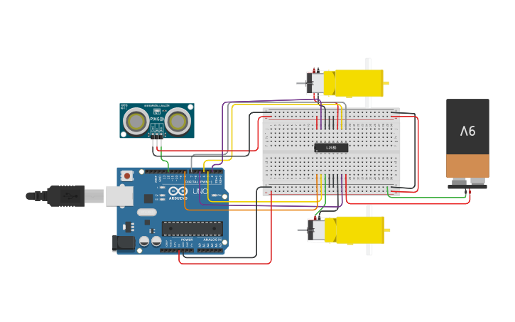 Circuit design Obstacle Avoidance Robot - Tinkercad
