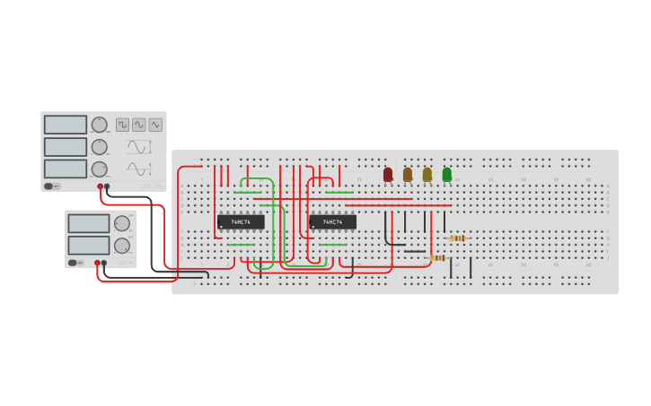 Circuit design 4-bit counter - Tinkercad