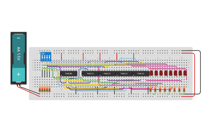 Circuit design DEMUX 1 A 8 - Tinkercad