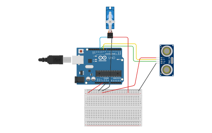 Circuit design Sensor HC-SR04 - Tinkercad