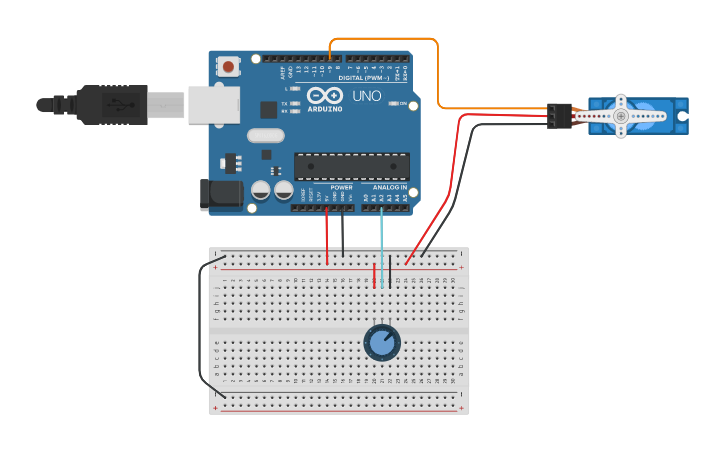 Circuit Design Lab 12 3 Control Servo With Potentiometer Tinkercad
