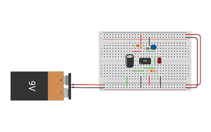 Circuit design ต่อวงจรไฟเรืองแสง 2 ดวง ic NE555 - Tinkercad