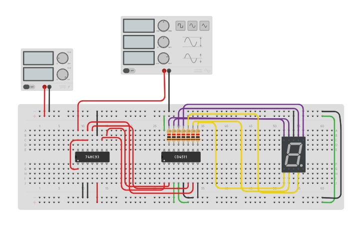 Circuit design 7 segmenti - Tinkercad