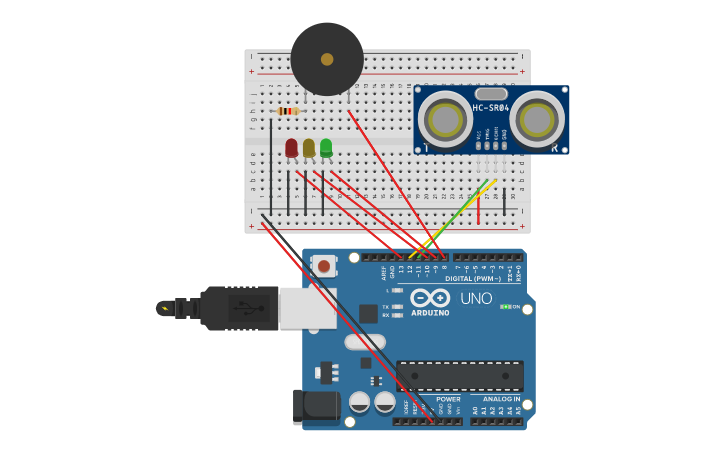 Circuit design Shen - Ultra Sonic Sensor Piezo | Tinkercad