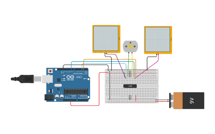 Circuit design Motor de corriente continua | Tinkercad