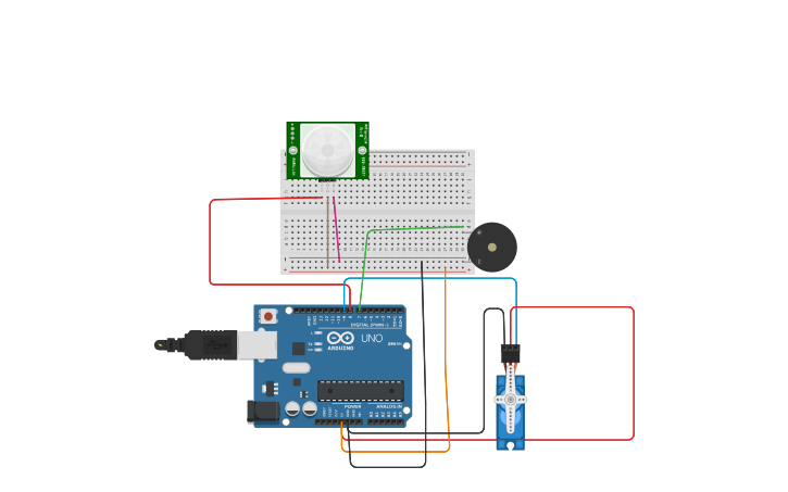 Circuit design PIR SENSOR | Tinkercad