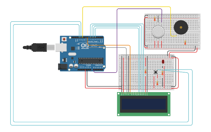 Circuit design Smoke detector with reset - Tinkercad