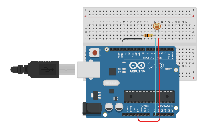Circuit design Photoresistor - Tinkercad