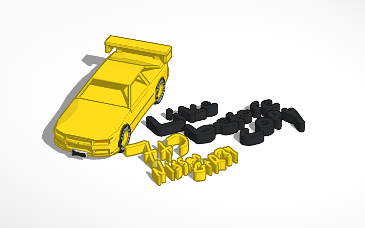 3D design YELLOW Nissan GTR R34 | Tinkercad