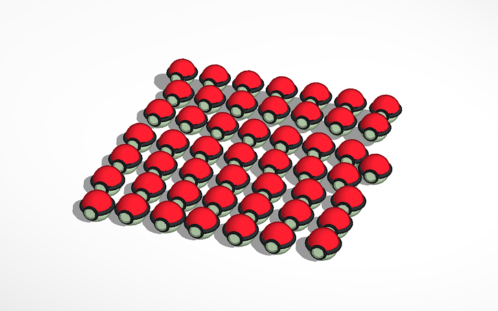 3D design 50 standard pokeballs - Tinkercad