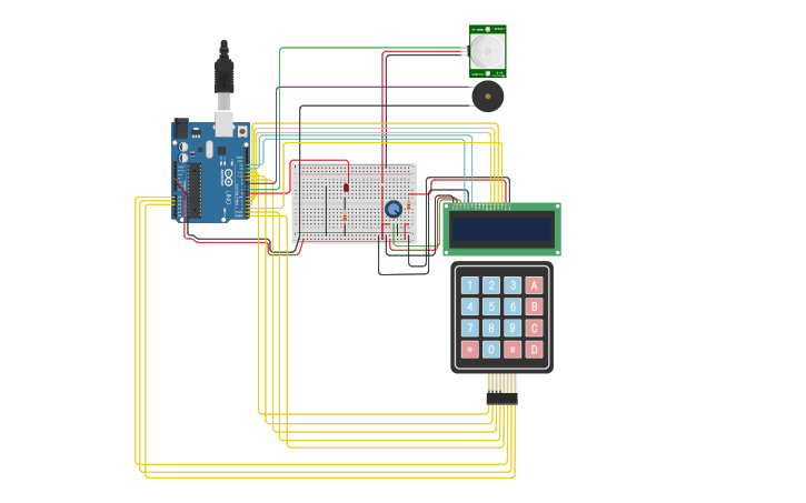 Circuit design Sistema de Seguridad con iconos - Tinkercad
