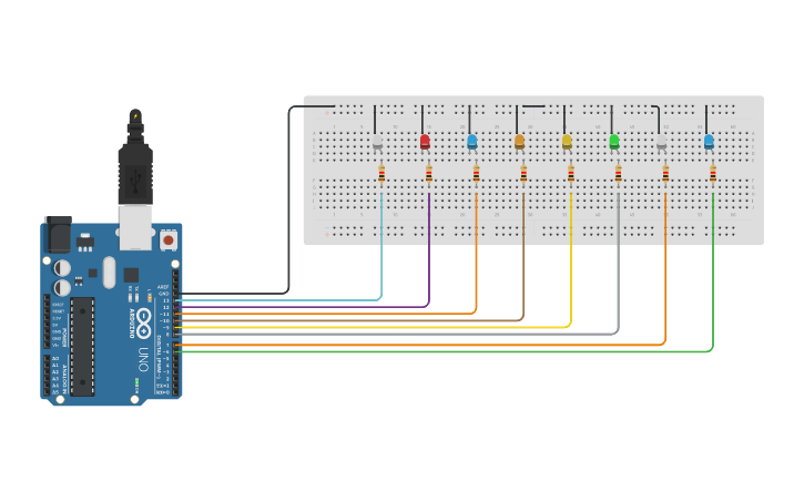 Circuit design Montaje ARDUINO 4 | Tinkercad