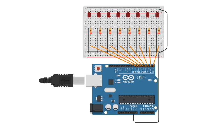 Circuit design Binary LED | Tinkercad Circuit design Binary LED | Tinkercad