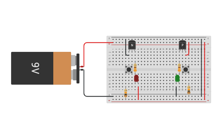 Circuit design Transistor NPN y PNP - Tinkercad Circuit design Transistor NPN y PNP - Tinkercad