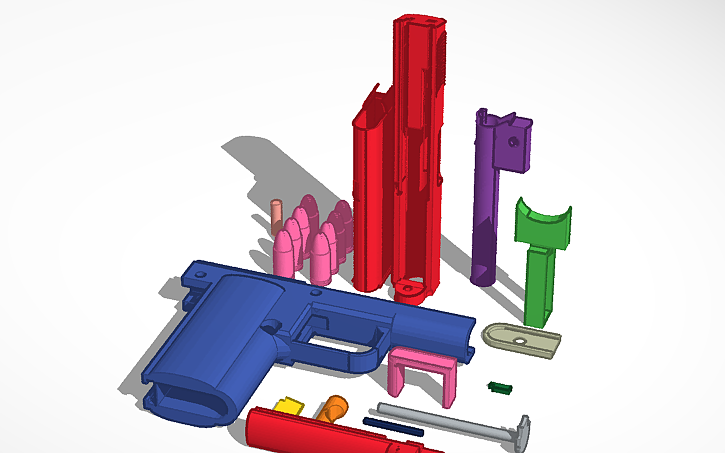 3D design working pistol - Tinkercad