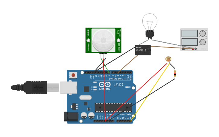 Circuit design modulo de rele - Tinkercad