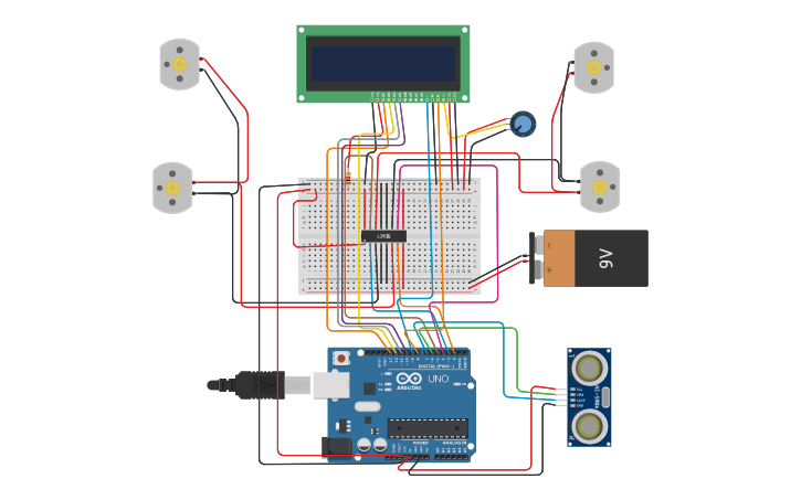 Circuit Design Obstacle Avoiding Robot Tinkercad