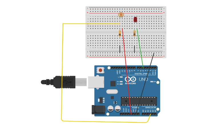 Circuit design Senzorul de lumină - Tinkercad