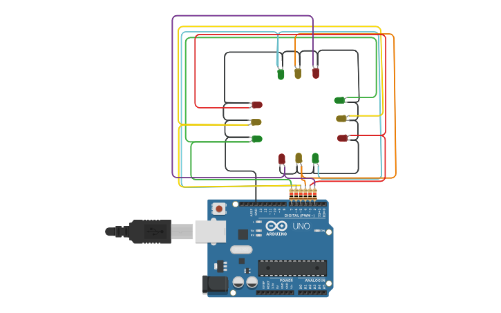 Circuit design Traffic Light - Tinkercad