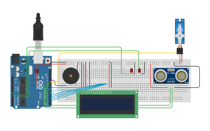 Circuit design RADAR in Arduino - Tinkercad