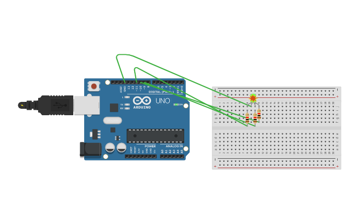 Circuit design RGB LED | Tinkercad