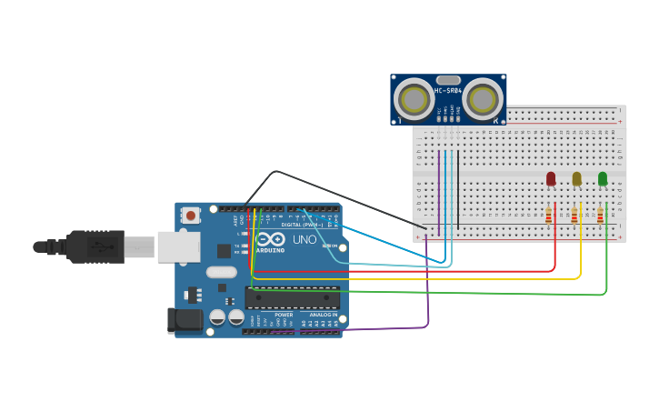 Circuit Design Sensor De Distancia Tinkercad