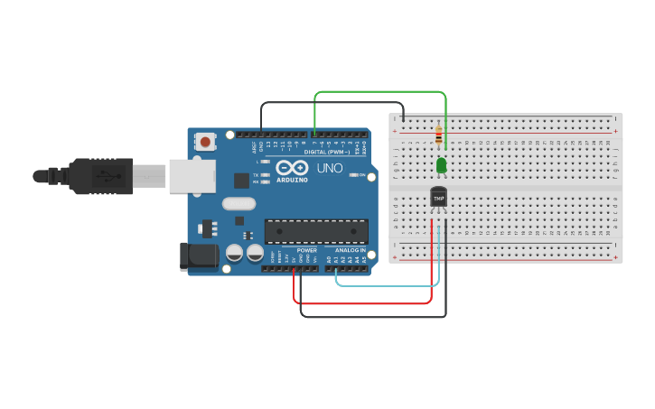 Circuit design Lab 3 Temperature Sensor - Tinkercad