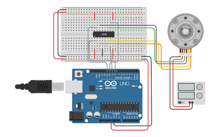 Circuit design MOTOR PASO A PASO CON ARDUINO Y CONTROLADOR codigo 2 - Tinkercad