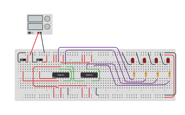 Circuit design SIPO shift registers | Tinkercad