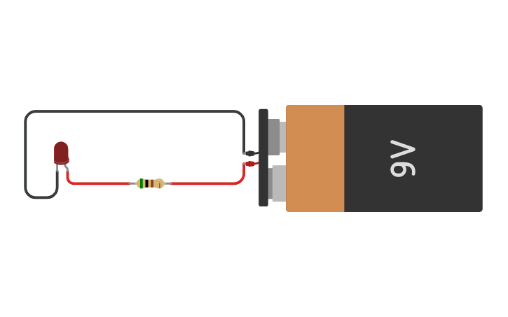 Circuit design como ligar um led usando bat de 9v - Tinkercad Circuit design como ligar um led usando bat de 9v - Tinkercad