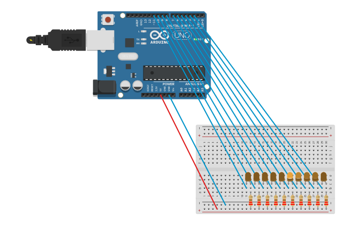 Circuit Design СР№5 К20 1 Галищева Тема Бегущий огонек Tinkercad