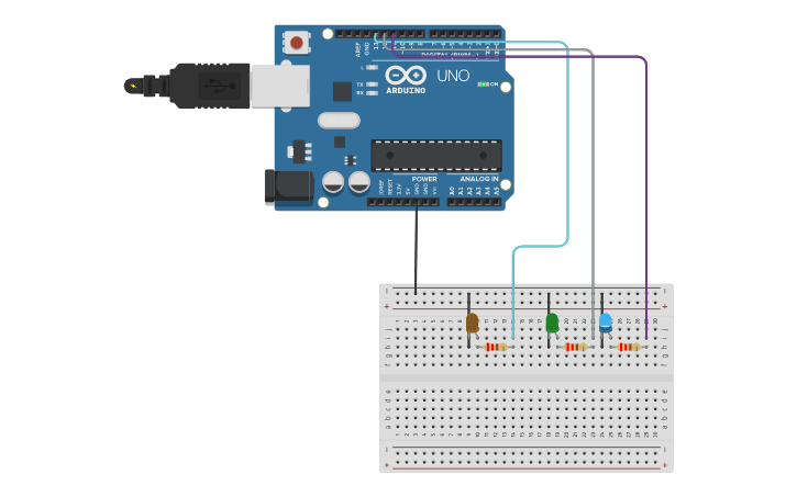 Circuit Design Эксперимент №2 Гирлянда Tinkercad