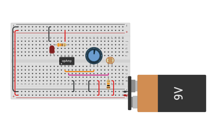 Circuit design OP-AMP - Tinkercad