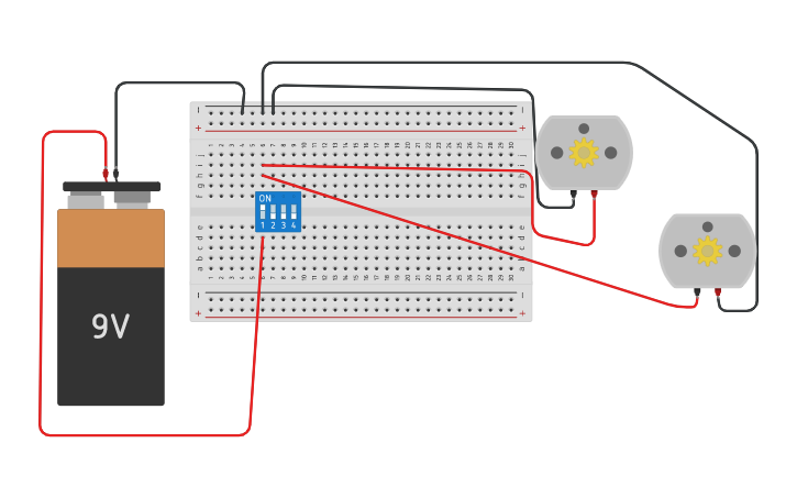 Circuit design motor de corriente continua | Tinkercad