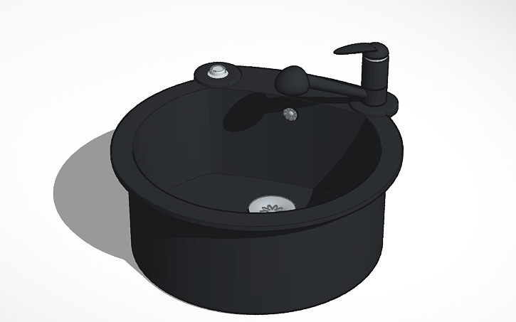 3D design Round Kitchen Sink with Faucet - Tinkercad