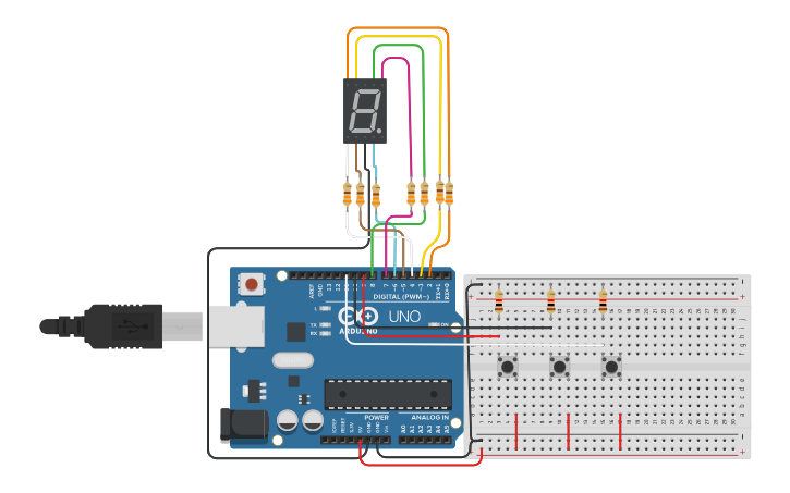 Circuit design 7segmant - Tinkercad