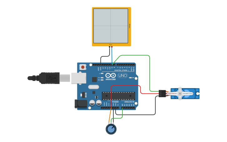 Circuit design Servo Motor and PWM Example | Tinkercad