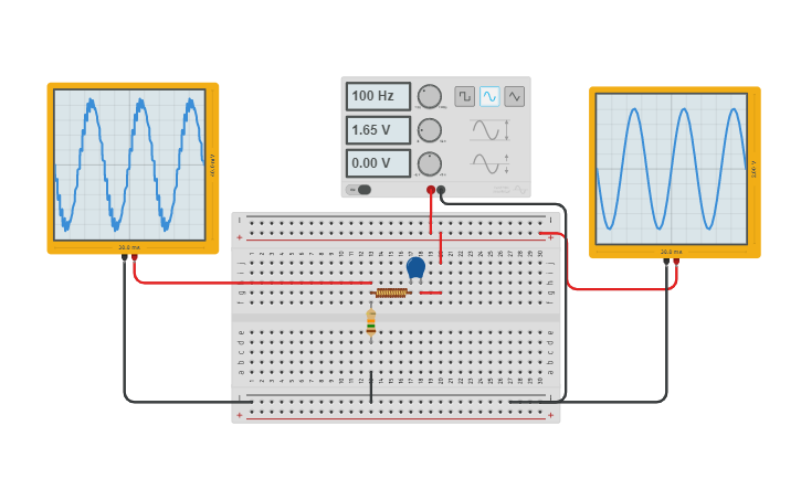 Circuit design RLC-цепь | Tinkercad