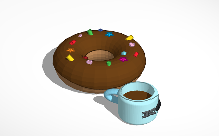 3D design пончик с кофе - Tinkercad